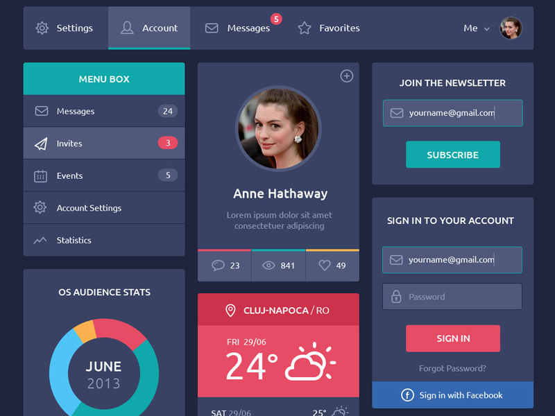 Flat Design with UI Components by Salman Qamar Khan on Dribbble
