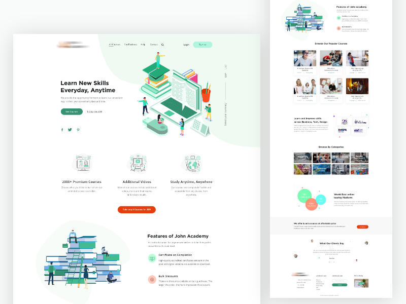 Online learning web page by Ismail Hossain on Dribbble
