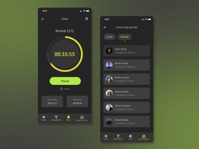 Timer for training mobile app by Viktoria Butova on Dribbble