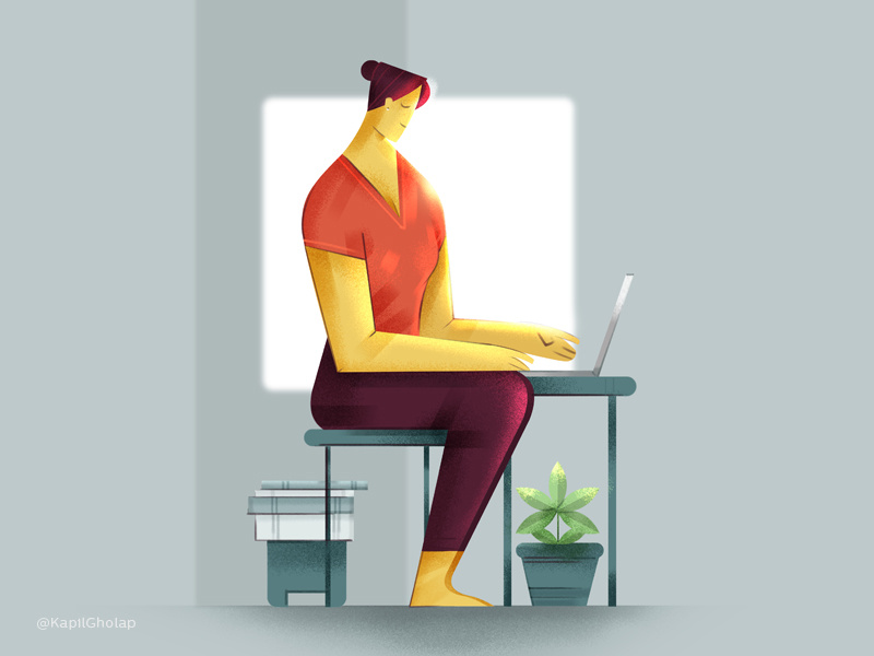 WFH Illustration design by Kapil on Dribbble