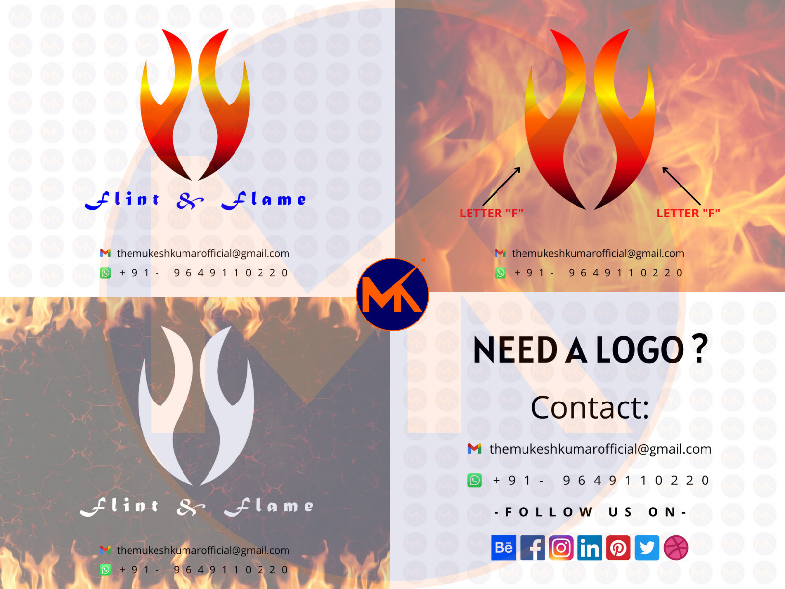 FLINT & FLAME (FLAME LOGO DESIGN) by Mukesh Kumar on Dribbble