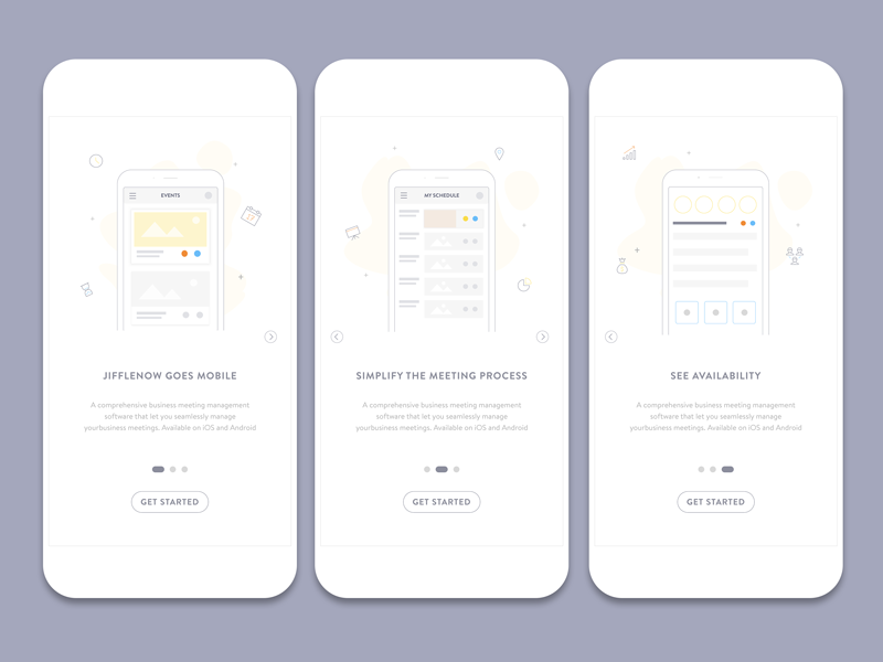 Mobile onboarding screens by Vaishnavi Kadloor on Dribbble