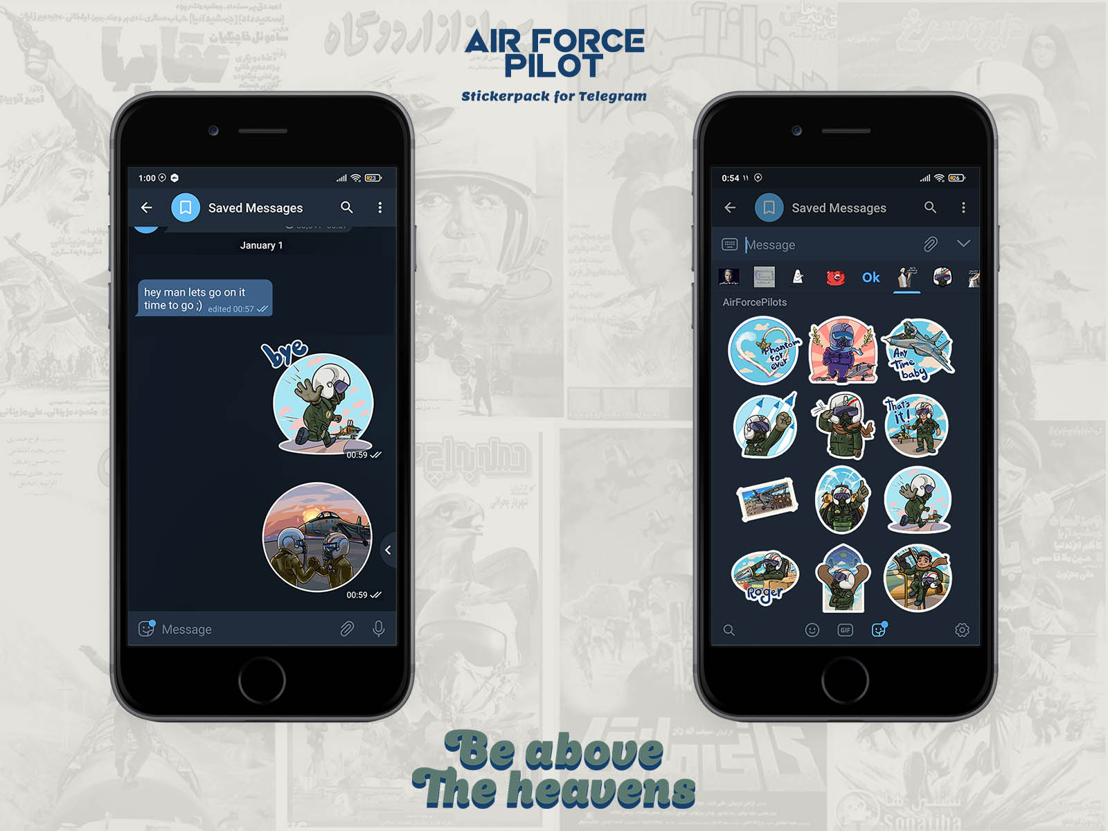 "Air force" sticker pack by Ali Rad on Dribbble