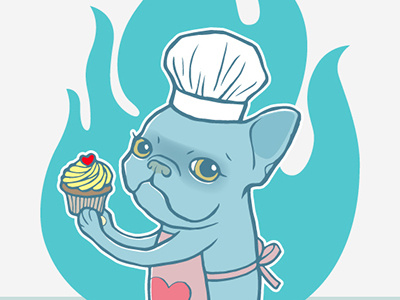 Blue Frenchie and his magical love cupcake by Chee Sim on Dribbble