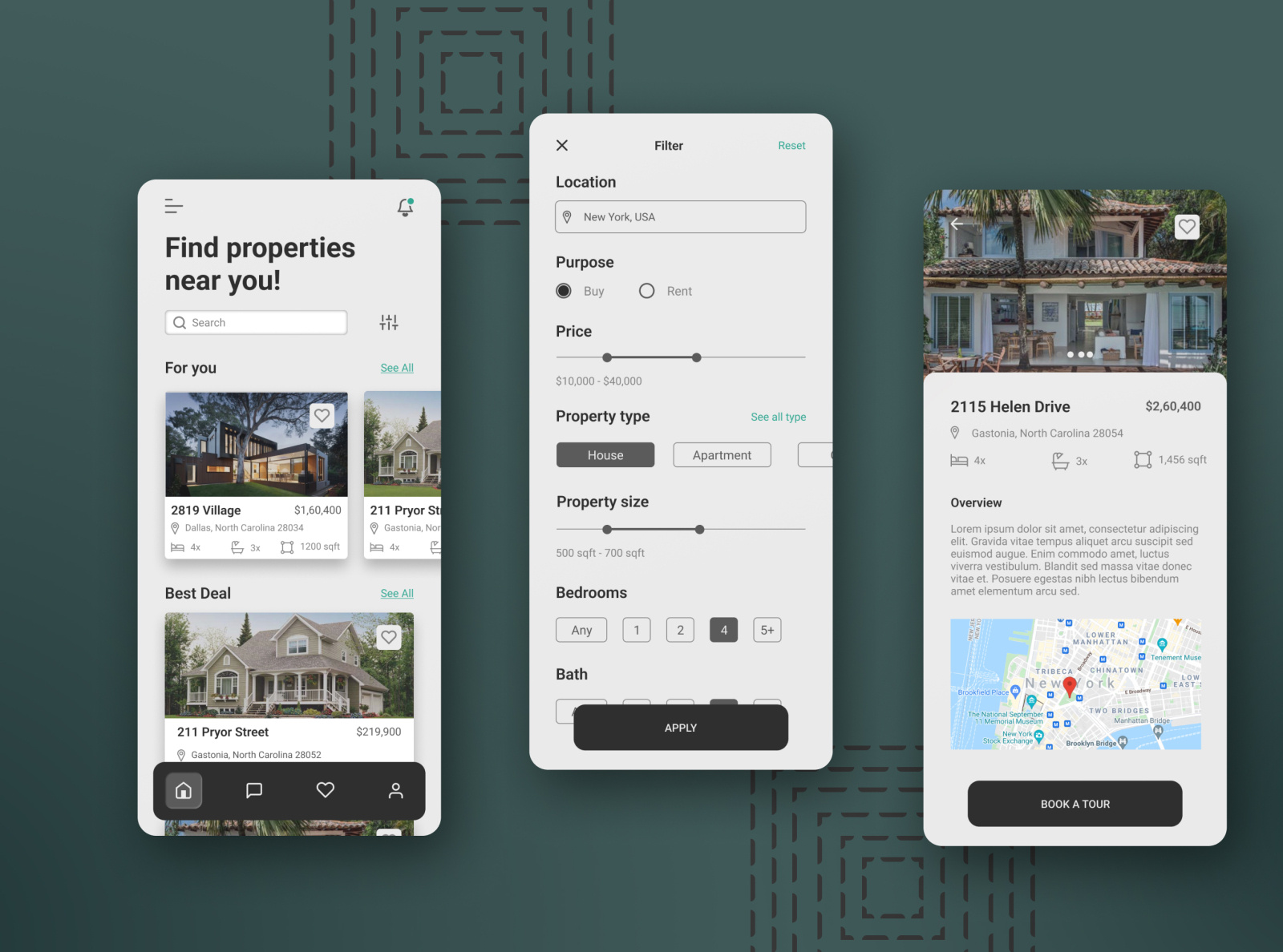 Properties Buy/Sell App Screen by Hadiuzzaman Bappy on Dribbble
