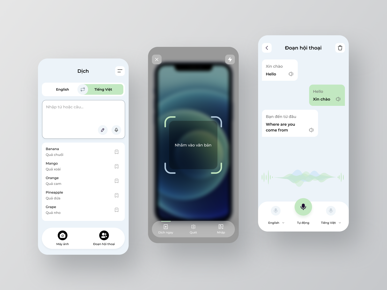 Translator Mobile App by Elio Tran on Dribbble