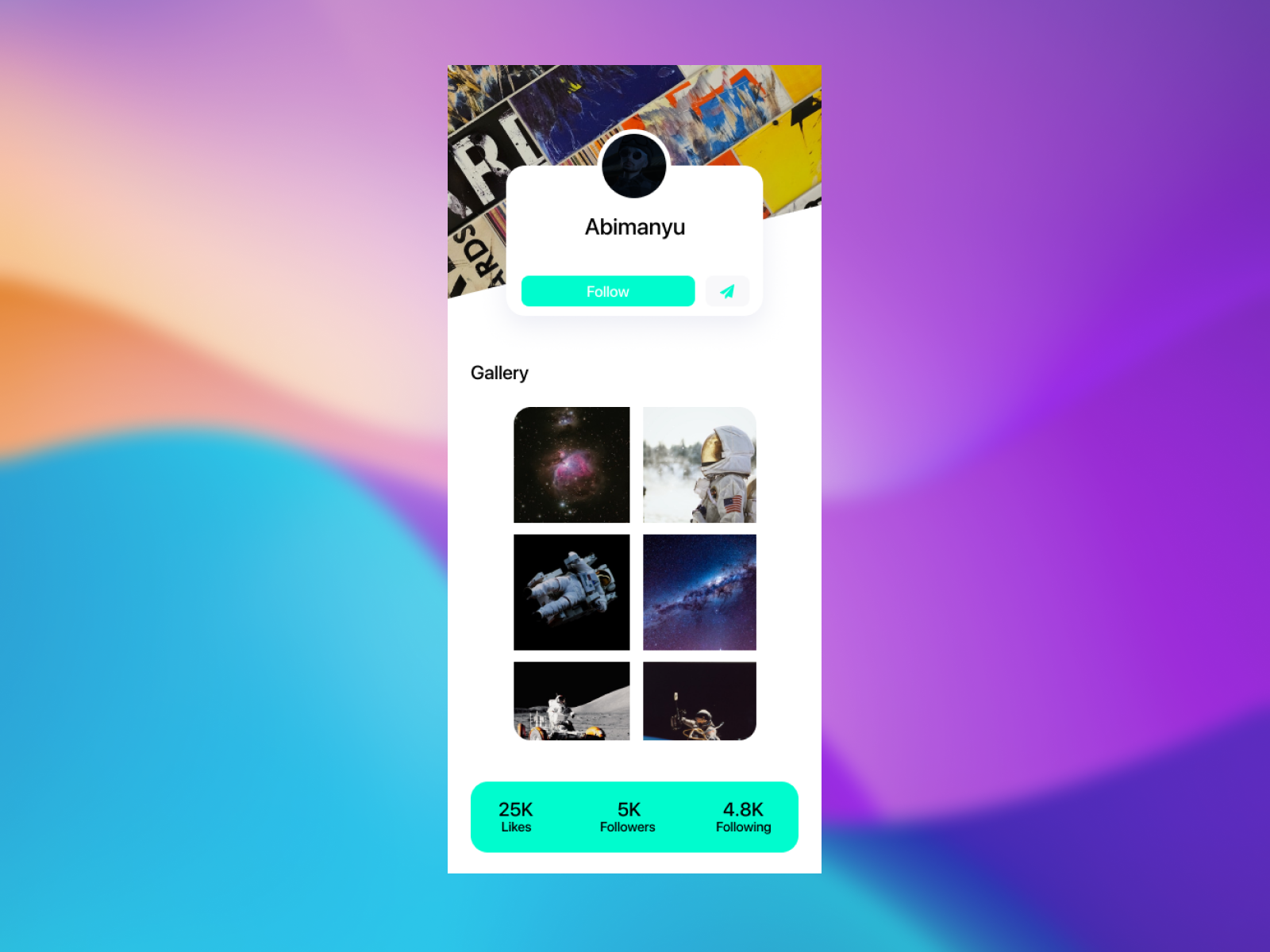 User Profile - Daily UI #006 by Abimanyu on Dribbble