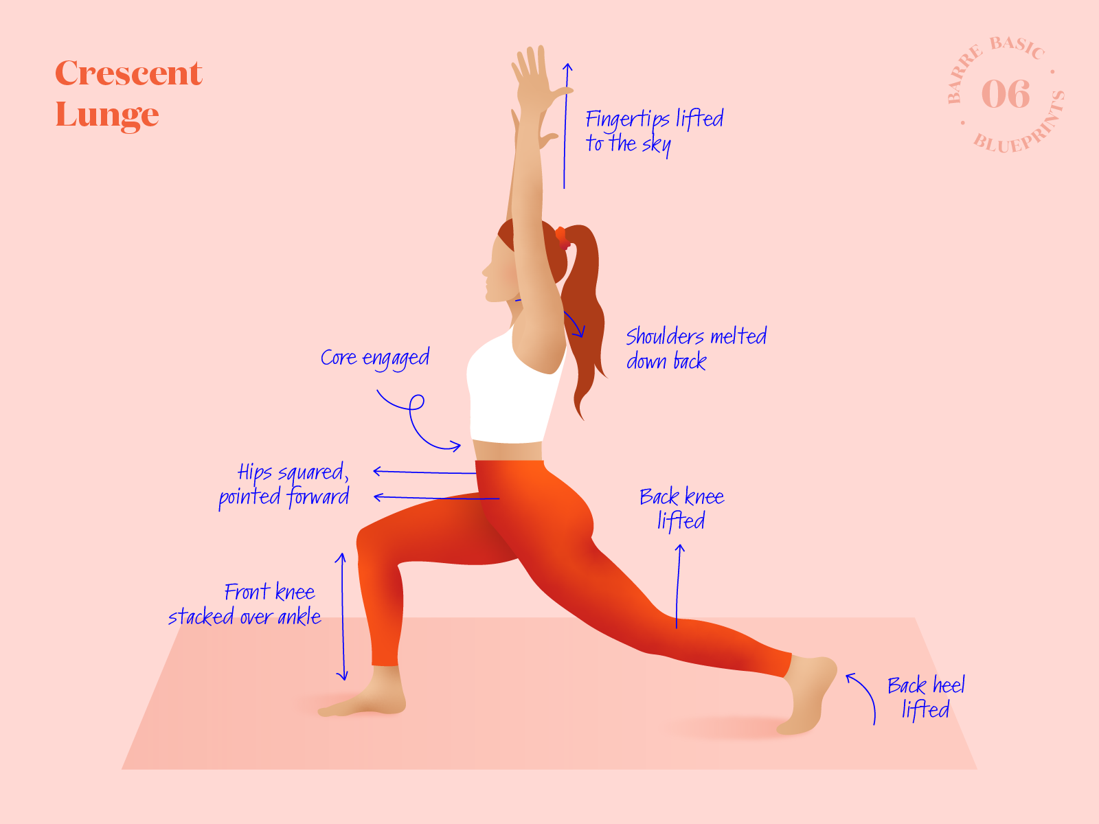 Barre Basic Blueprints – Crescent Lunge (06) by Jane Depgen on Dribbble
