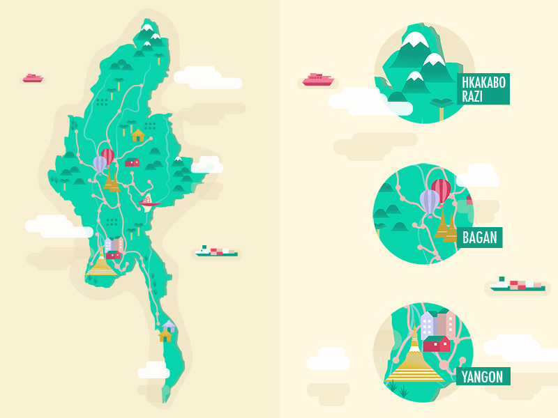 Myanmar Rails Map by Monika Traikov for nexlabs on Dribbble