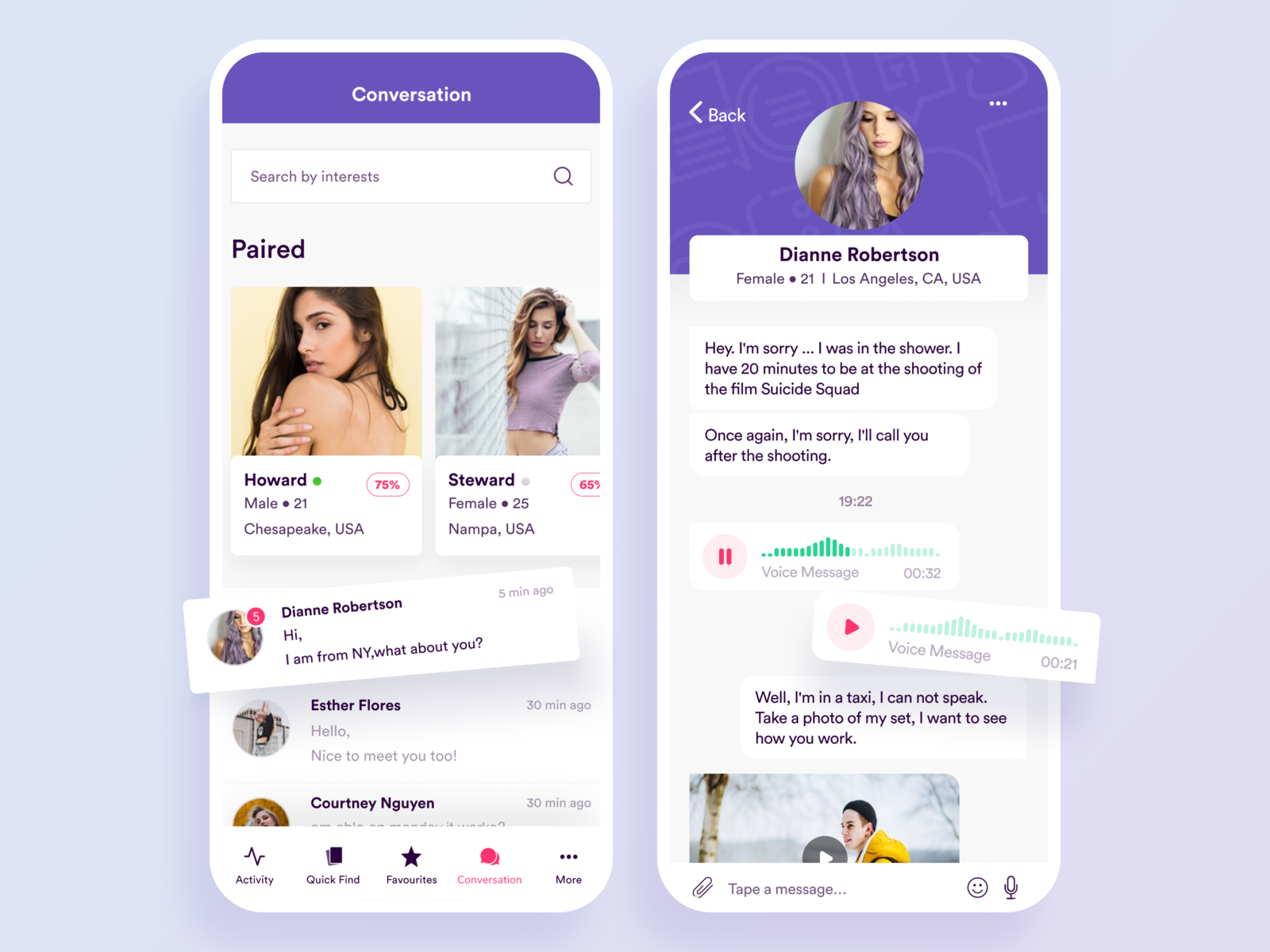 Dating App Chat Screens by Syed Raju on Dribbble