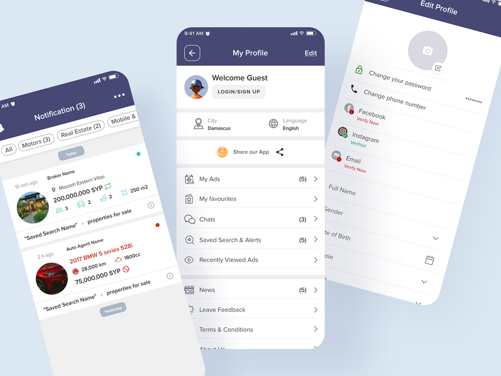 Classified App Profile by Syed Raju on Dribbble
