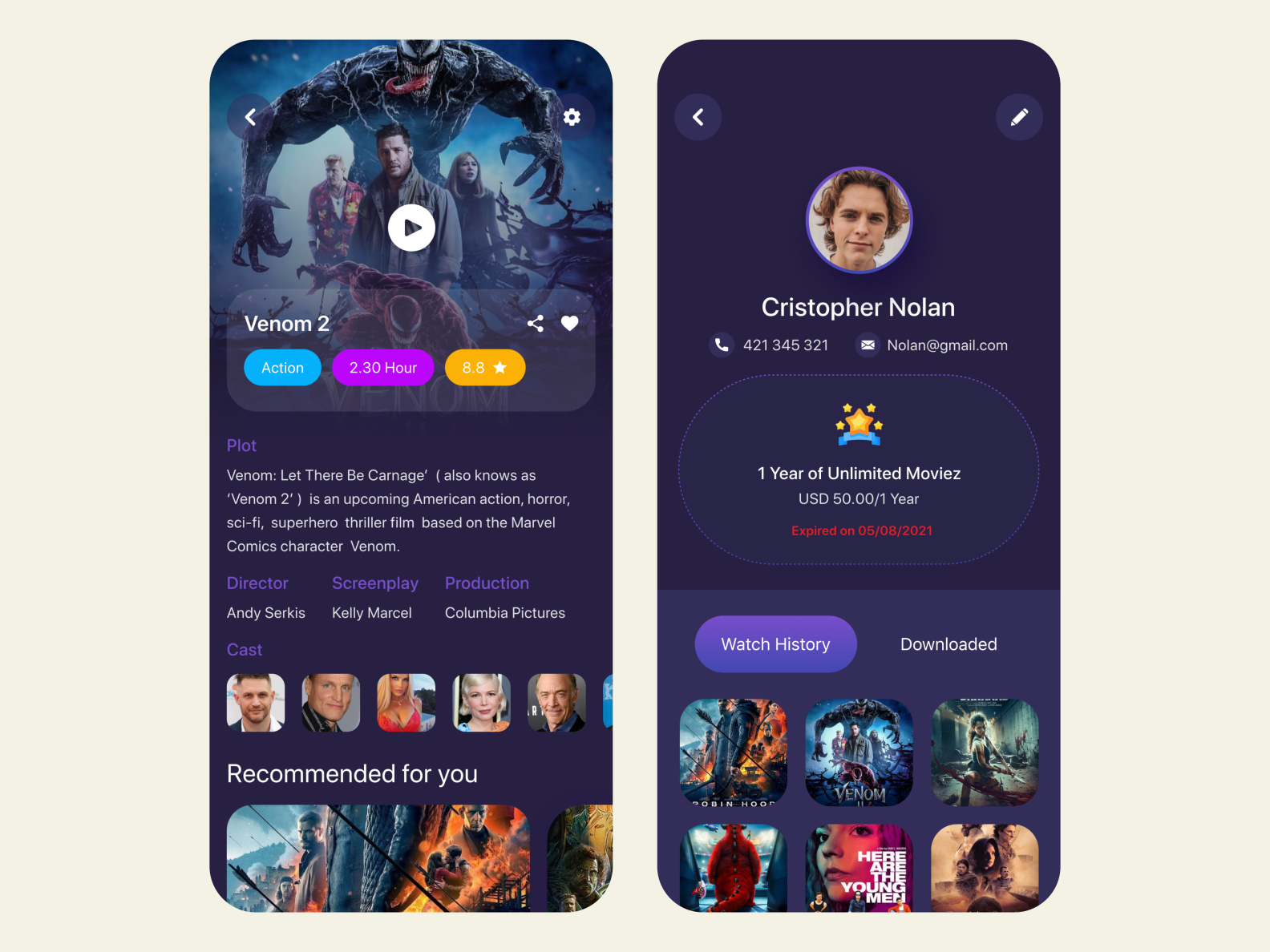 Entertainment App I Profile & Movie Details by Syed Raju on Dribbble