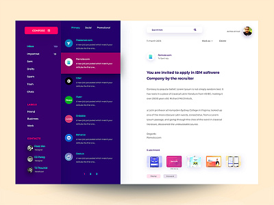 Email app Dashboard (Colorful) by Syed Misba-Ul Hussain on Dribbble