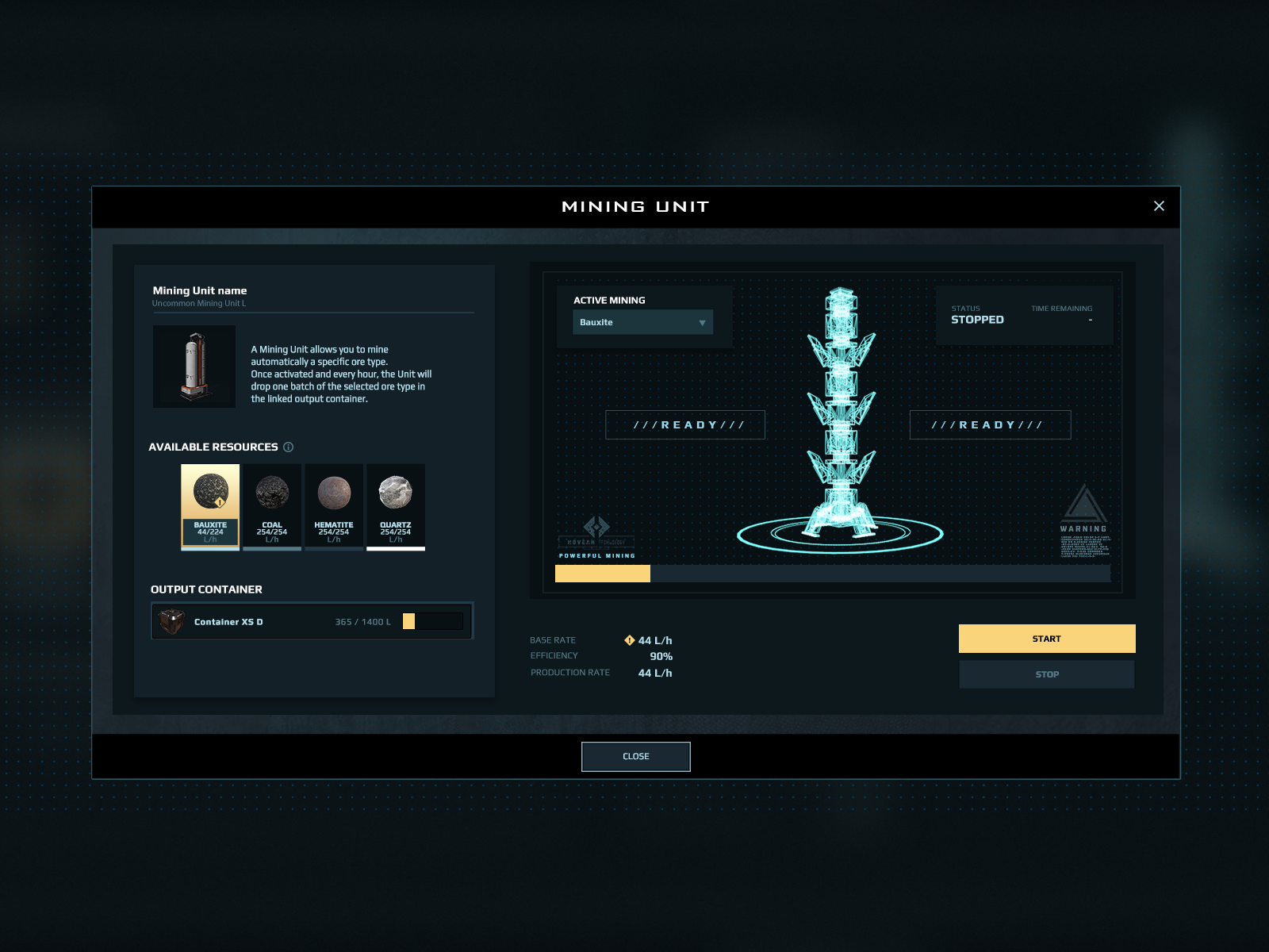 Dual Universe UI - Mining Unit by Lydia Jory on Dribbble
