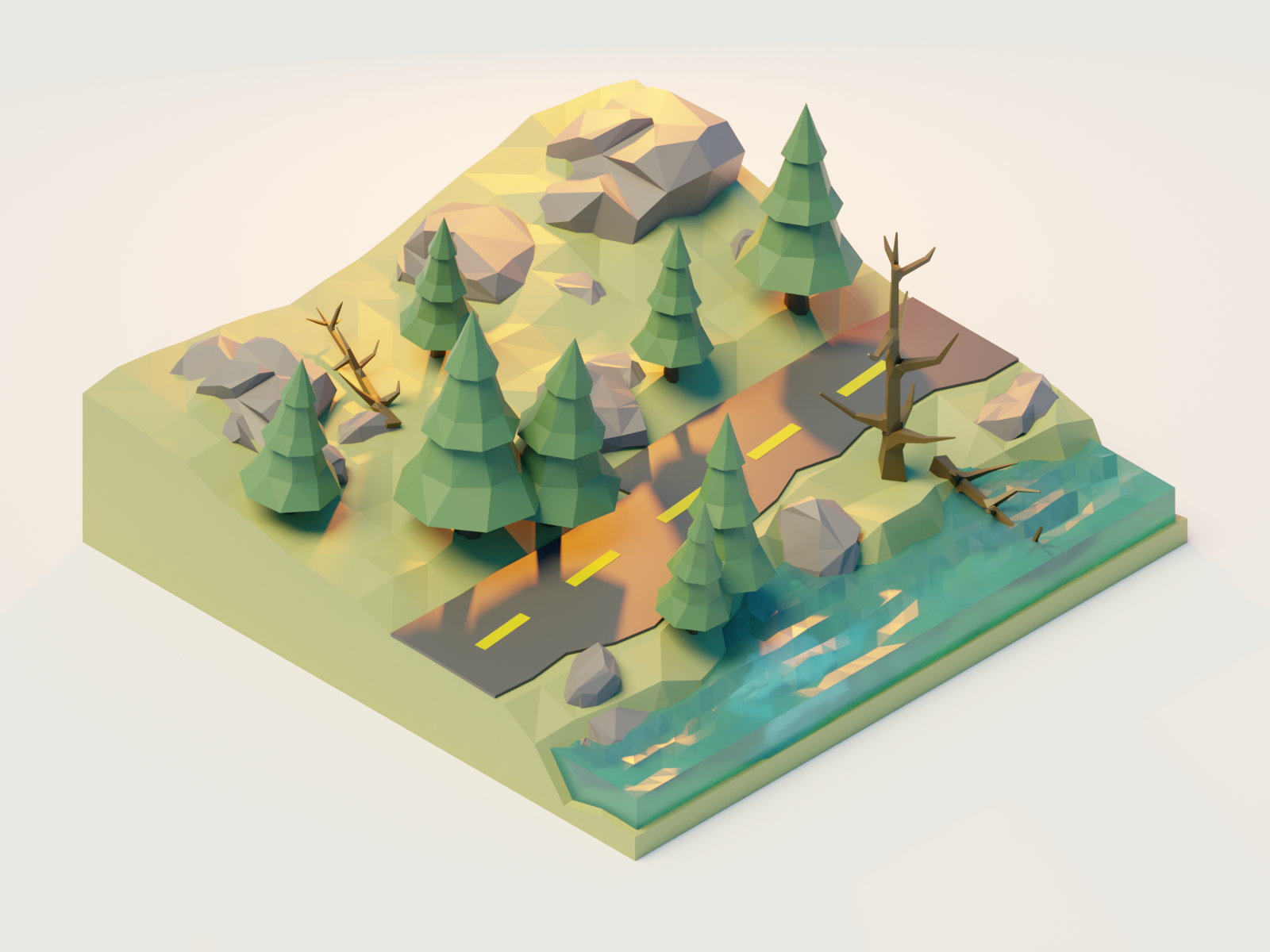 Forest | Low Poly 🌲 | Blender by junaid dar on Dribbble