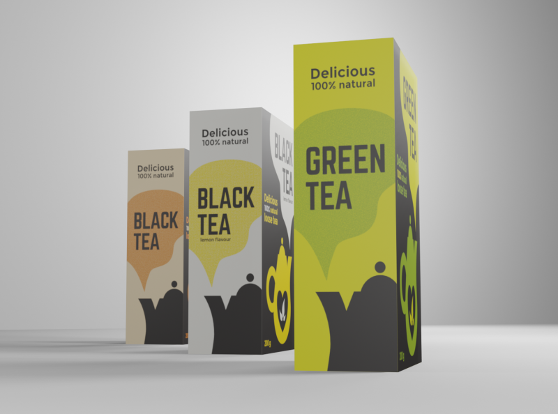 Tea packaging design - left side shot by Oliwia Pawusiak on Dribbble