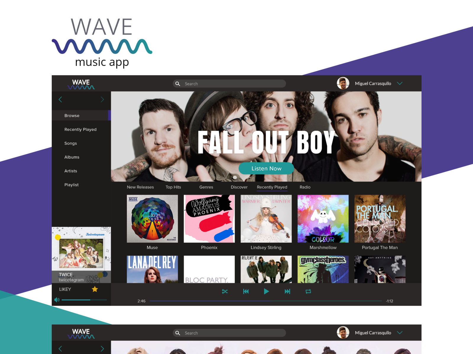 WAVE Desktop Music app by Anthony Willoughby on Dribbble