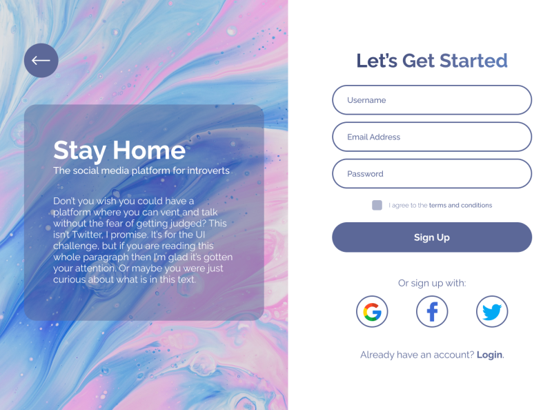 DailyUI 001 - Sign Up by Corinne on Dribbble