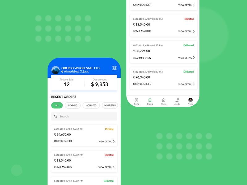 Mobile app design for order management by Prismetric on Dribbble