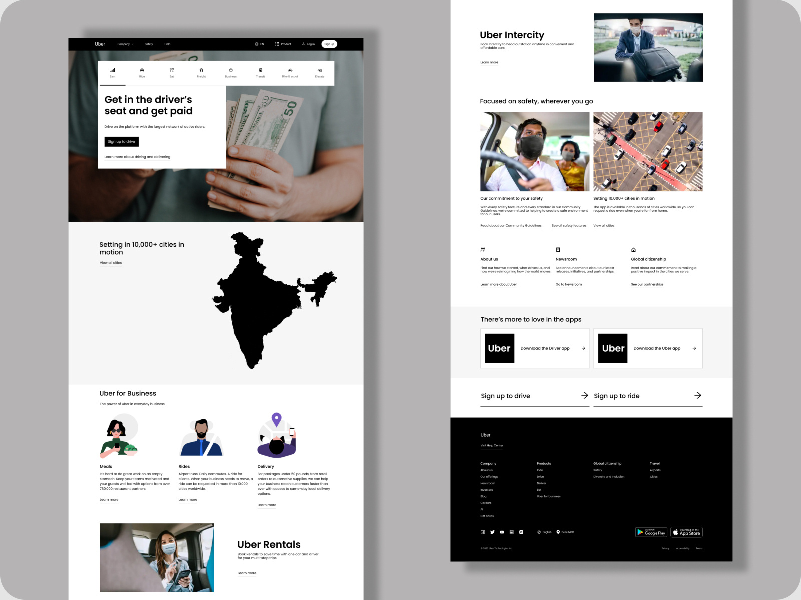 Uber landing page by Karan singh on Dribbble