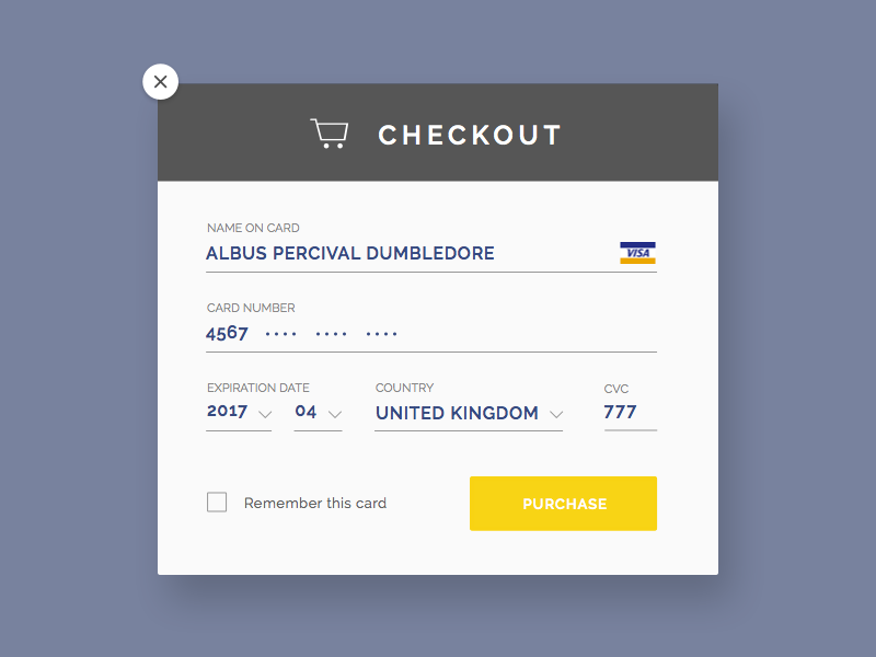 002 -- Credit Card Checkout by Tara Tsang on Dribbble