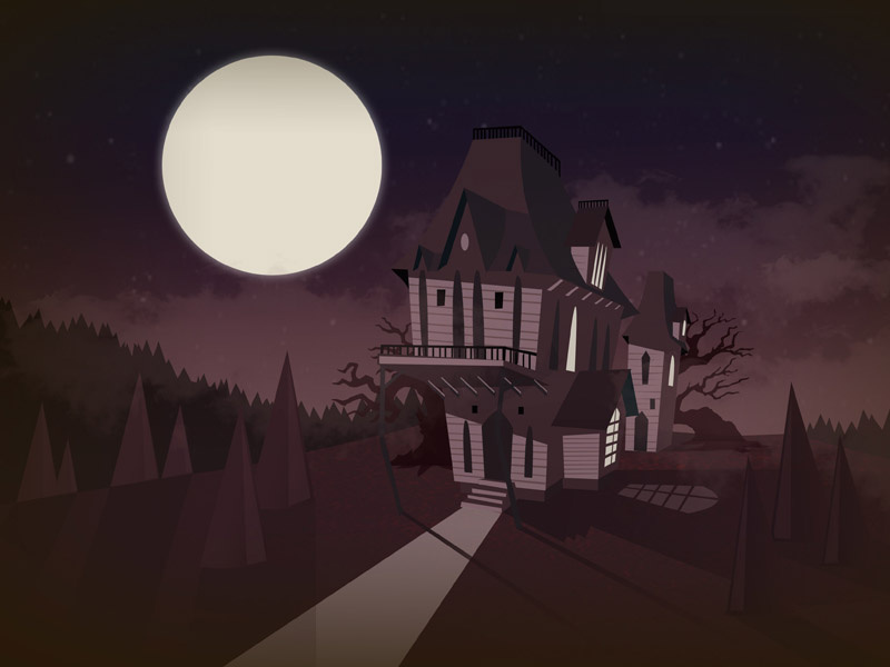 Haunted House Illustration by Ivan | Chill Desk on Dribbble