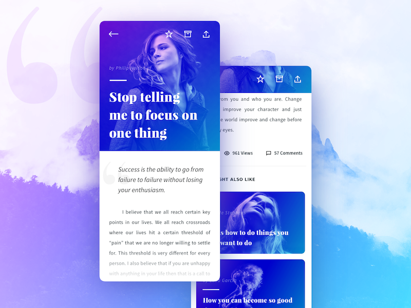 Blog app concept design by Roman Vasylovskyi on Dribbble