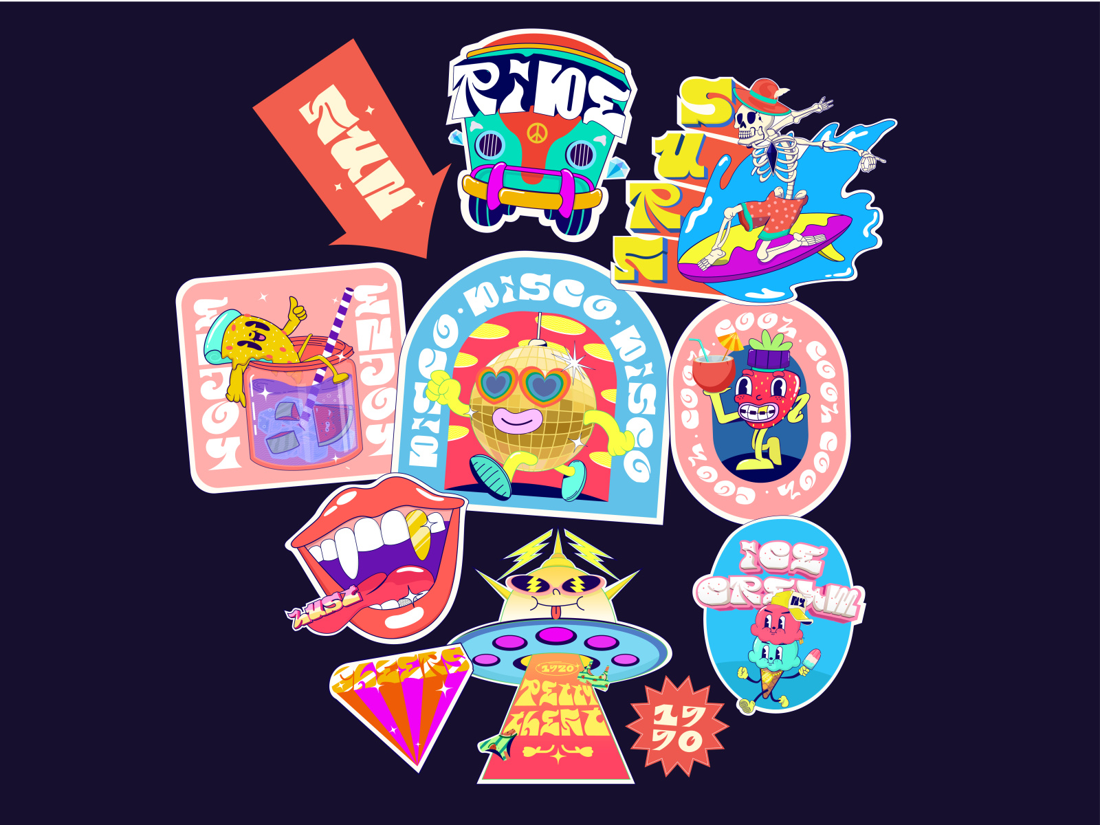 Cartoon Sticker Illustration by David Nghiem | Illustration on Dribbble