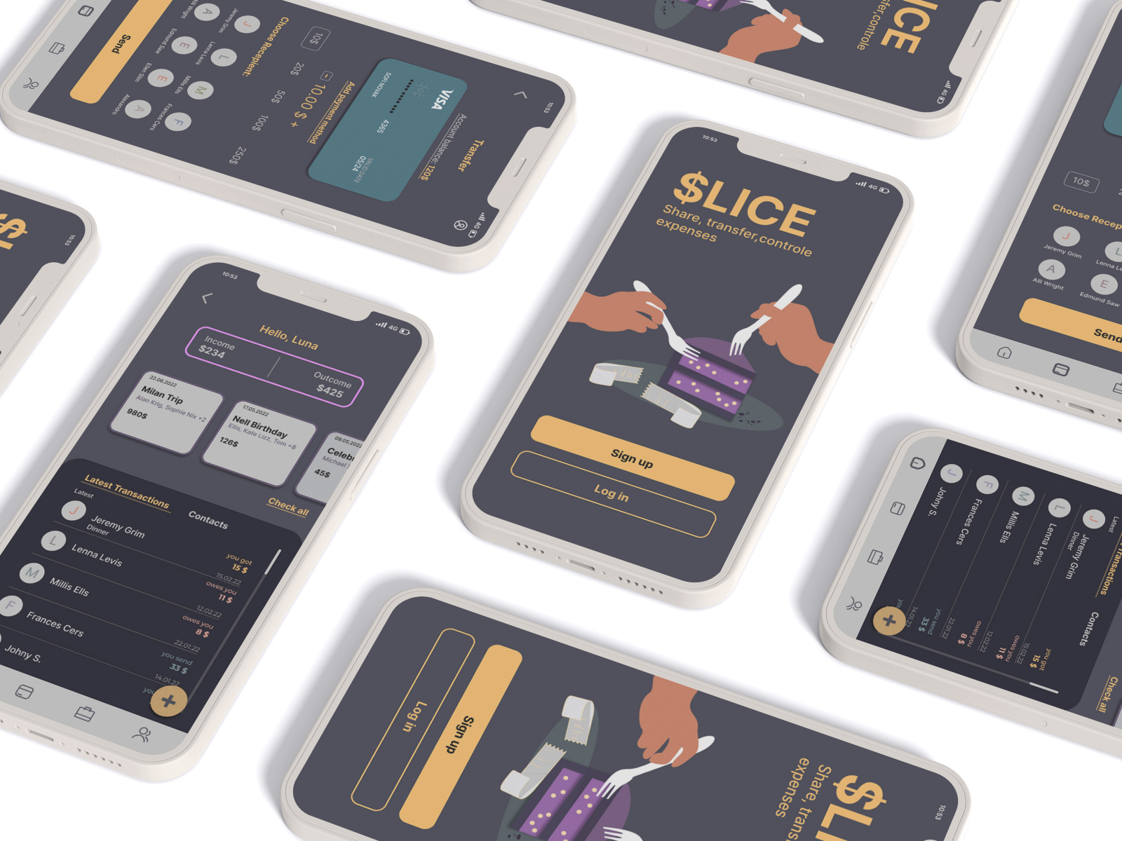 Slice Mobile App Share, controle, transfer your expenses by Dominika ...