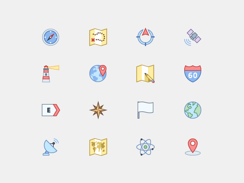 Maps Icons in Office Style by Julia Gabelko for Icons8 on Dribbble