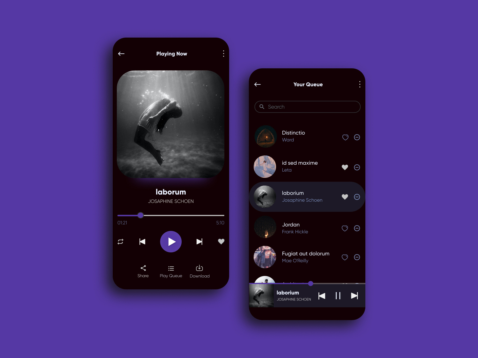 Daily UI Challenge #009 - Music Player by Justyna Dąbkowska on Dribbble