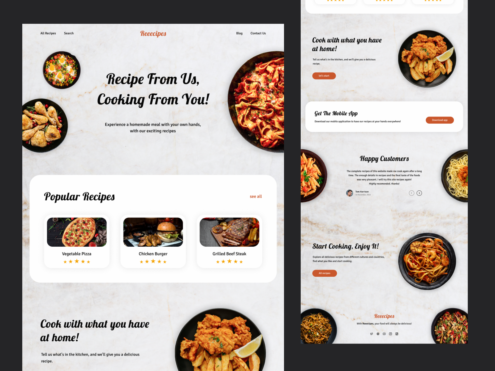 Reeecipe - Food recipe landing page🍔 by Mahla Zomorrodi on Dribbble