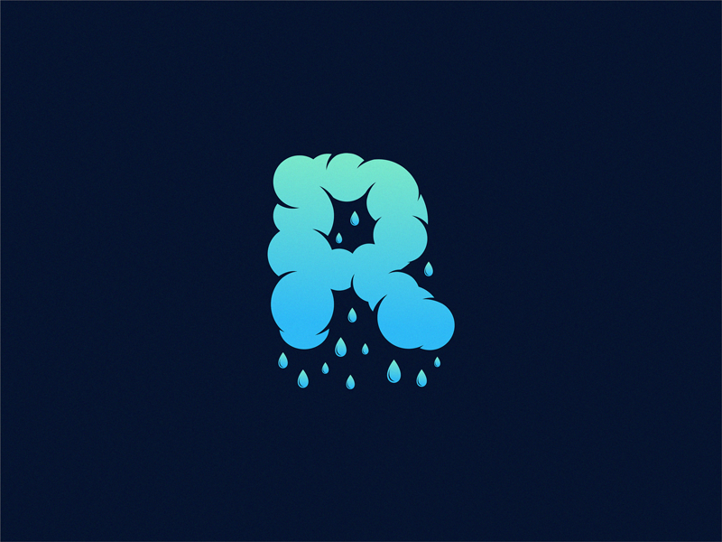 Rain letter R by Yuri Kart on Dribbble