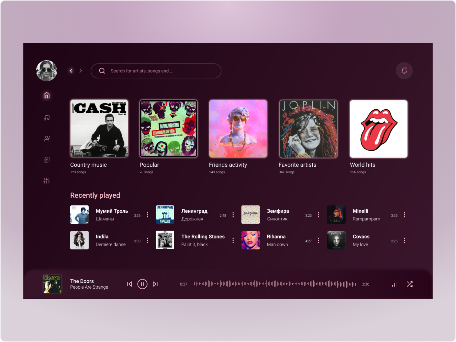 Music player by Dana on Dribbble