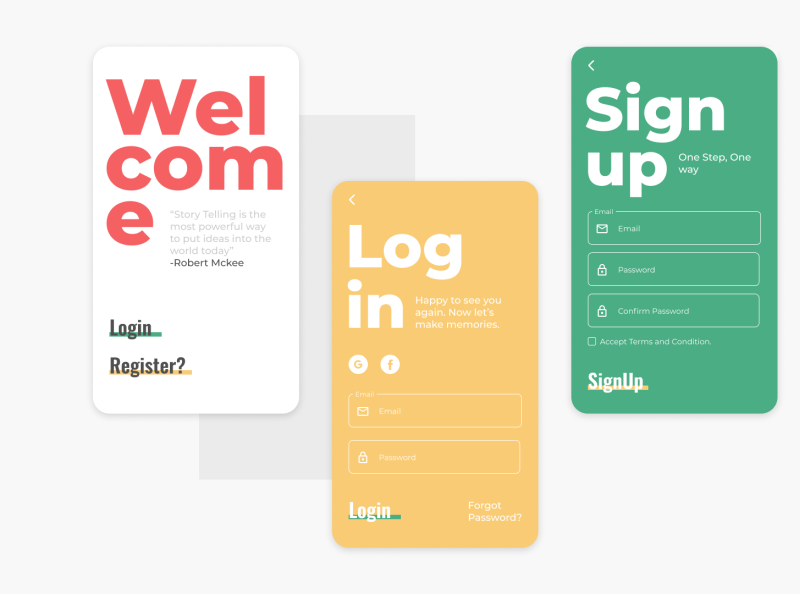 Authentication Screens - Using Bold Typography by Harsh Kothari on Dribbble