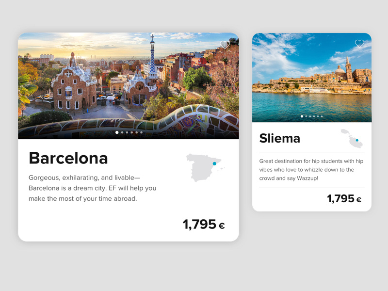 Destination cards by Matti Hicks on Dribbble