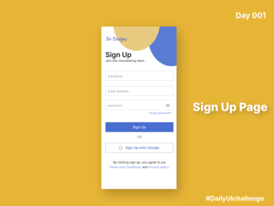 Sign Up Page by Treasure Kunde on Dribbble