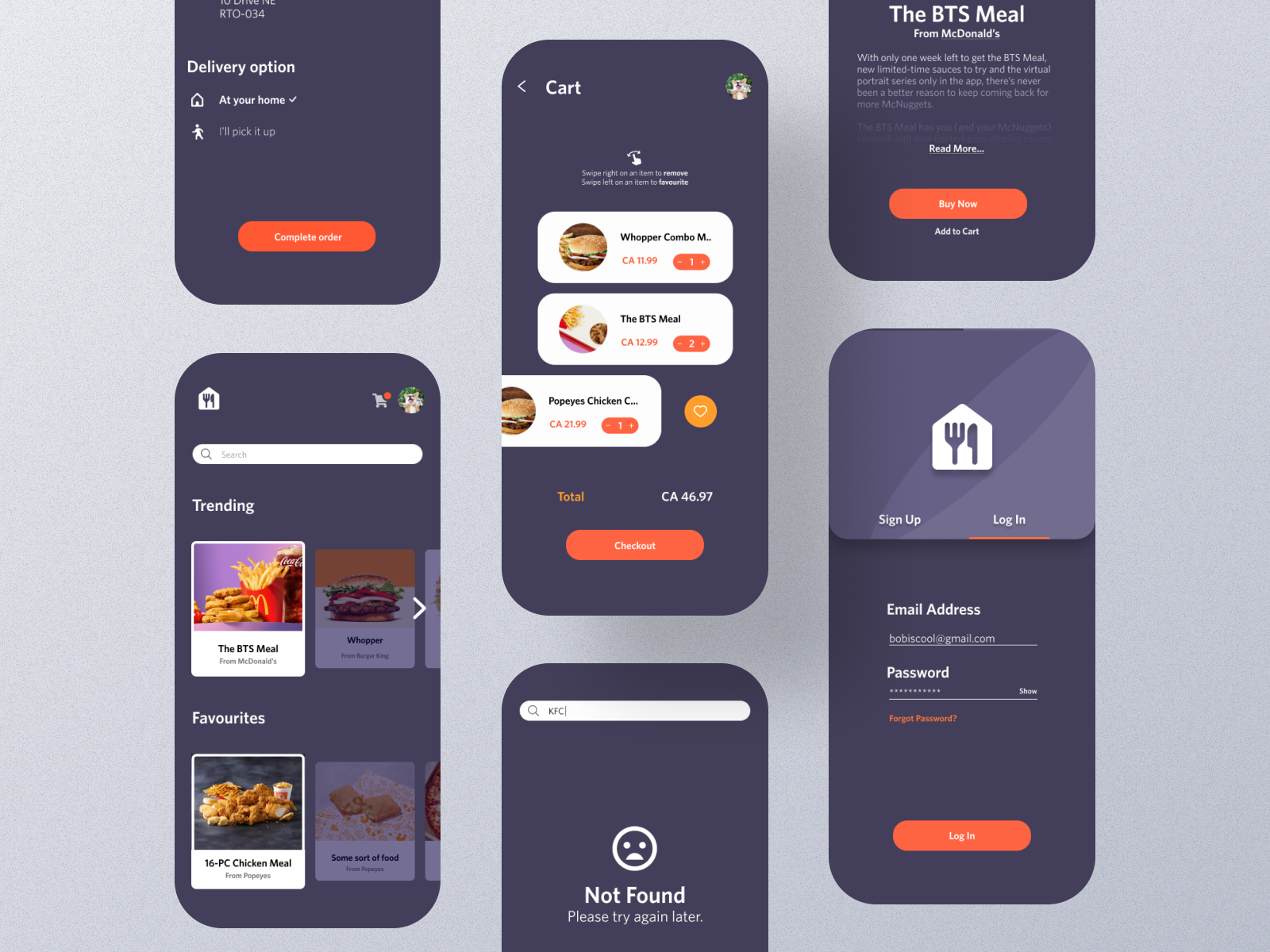 Food delivery mobile app by Zhan Kulman on Dribbble