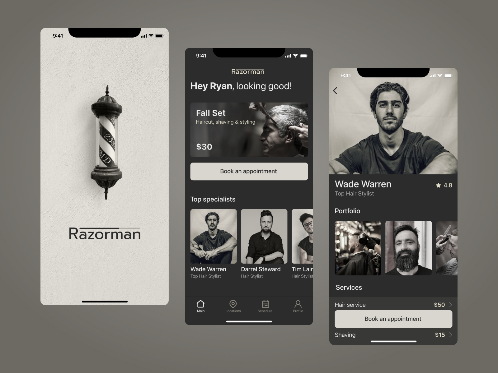 Barber booking app by Vasilisa Burmistrova on Dribbble