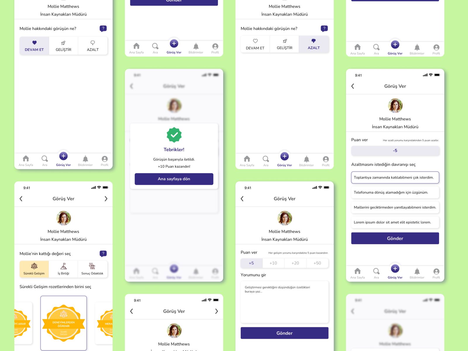 Feedback app - Mobile - UI Design by Damla Tufekli on Dribbble
