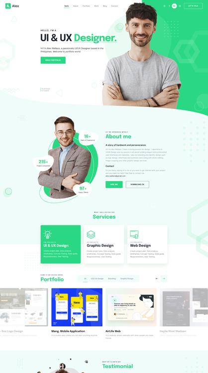 Alex - Modern & Creative Personal Portfolio Figma Template by ...