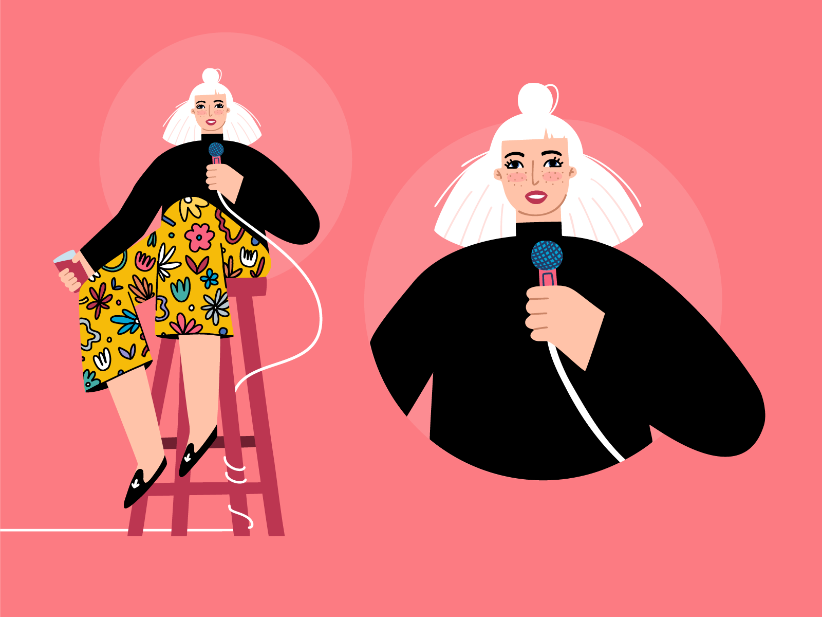 Female Stand-Up сomedian character by Uniyok on Dribbble