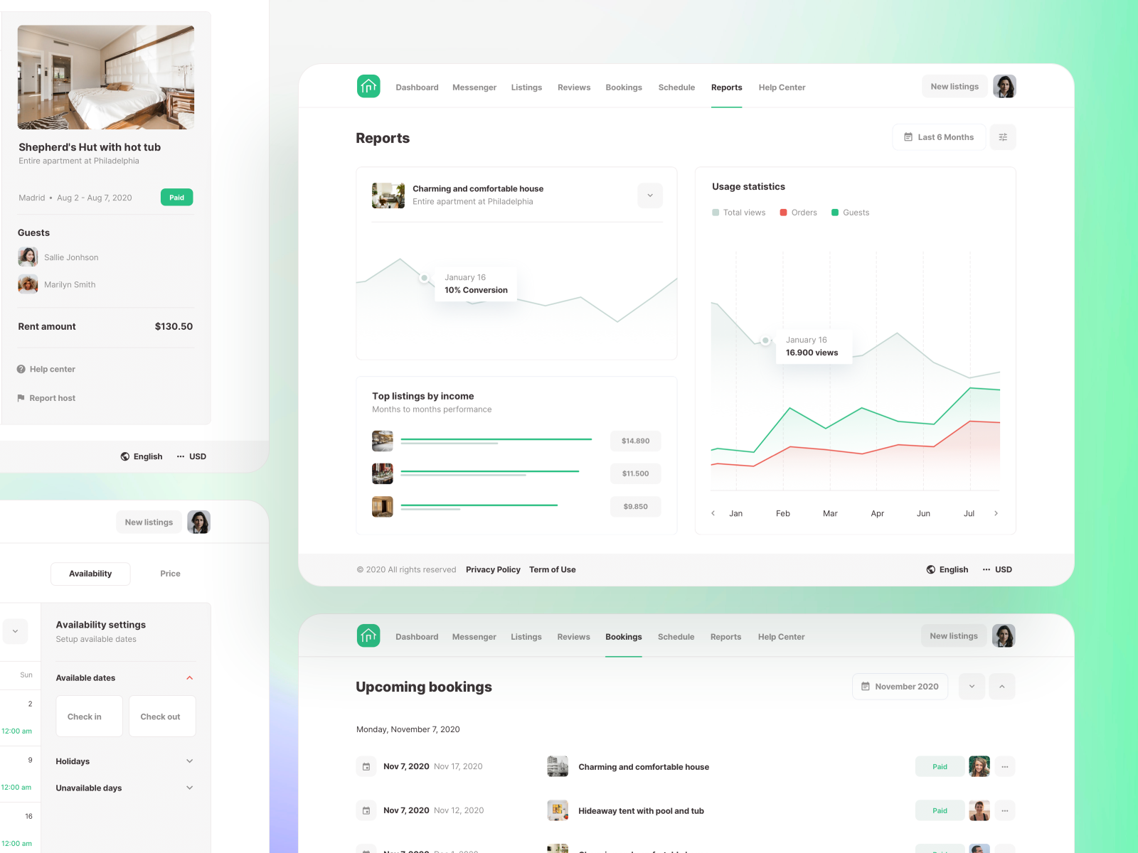 Bookings Reports Dashboard - Roomsfy UI Kit by WhiteUI.Store on Dribbble