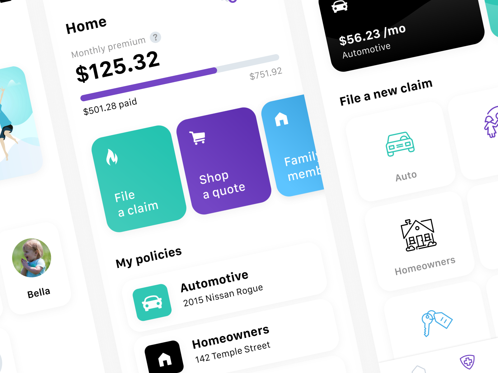 Mobile Design - Insurance App by Matt Cameron on Dribbble