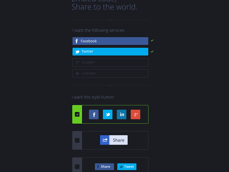 Share Button Generator by Ryan Coughlin for MojoTech on Dribbble