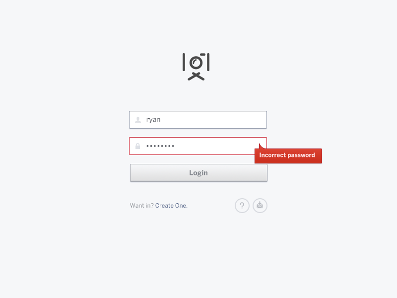 Simple Login + Incorrect Field by Ryan Coughlin on Dribbble