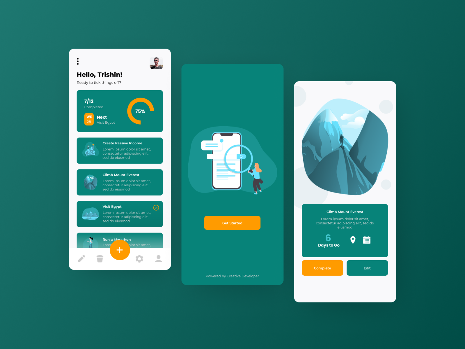 Bucket List App UI UX Design by Trishin Rambajan on Dribbble