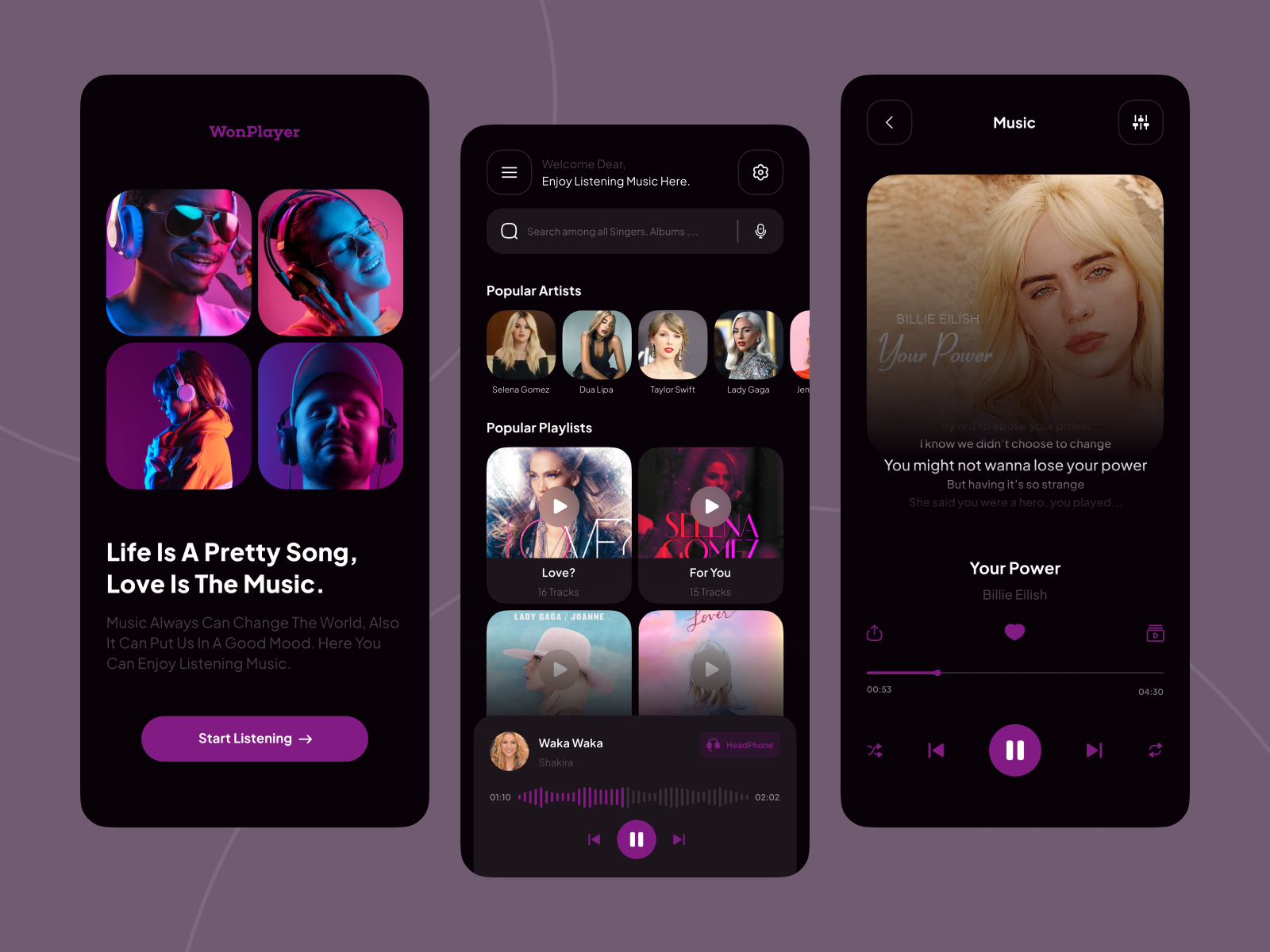 Music Player - Dark Mode by Hossein Khaleghi for Pela Design on Dribbble