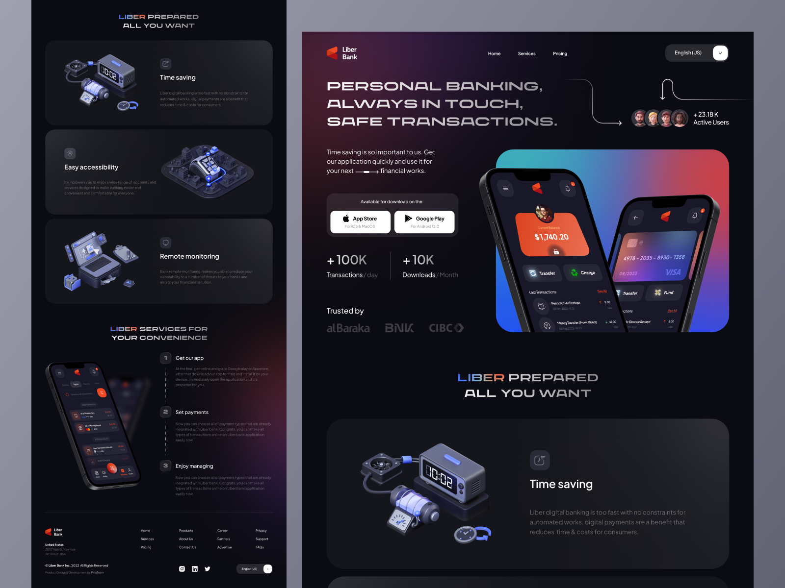 Financial landing page - Dark Mode🌛 by Hossein Khaleghi for Pela Design ...