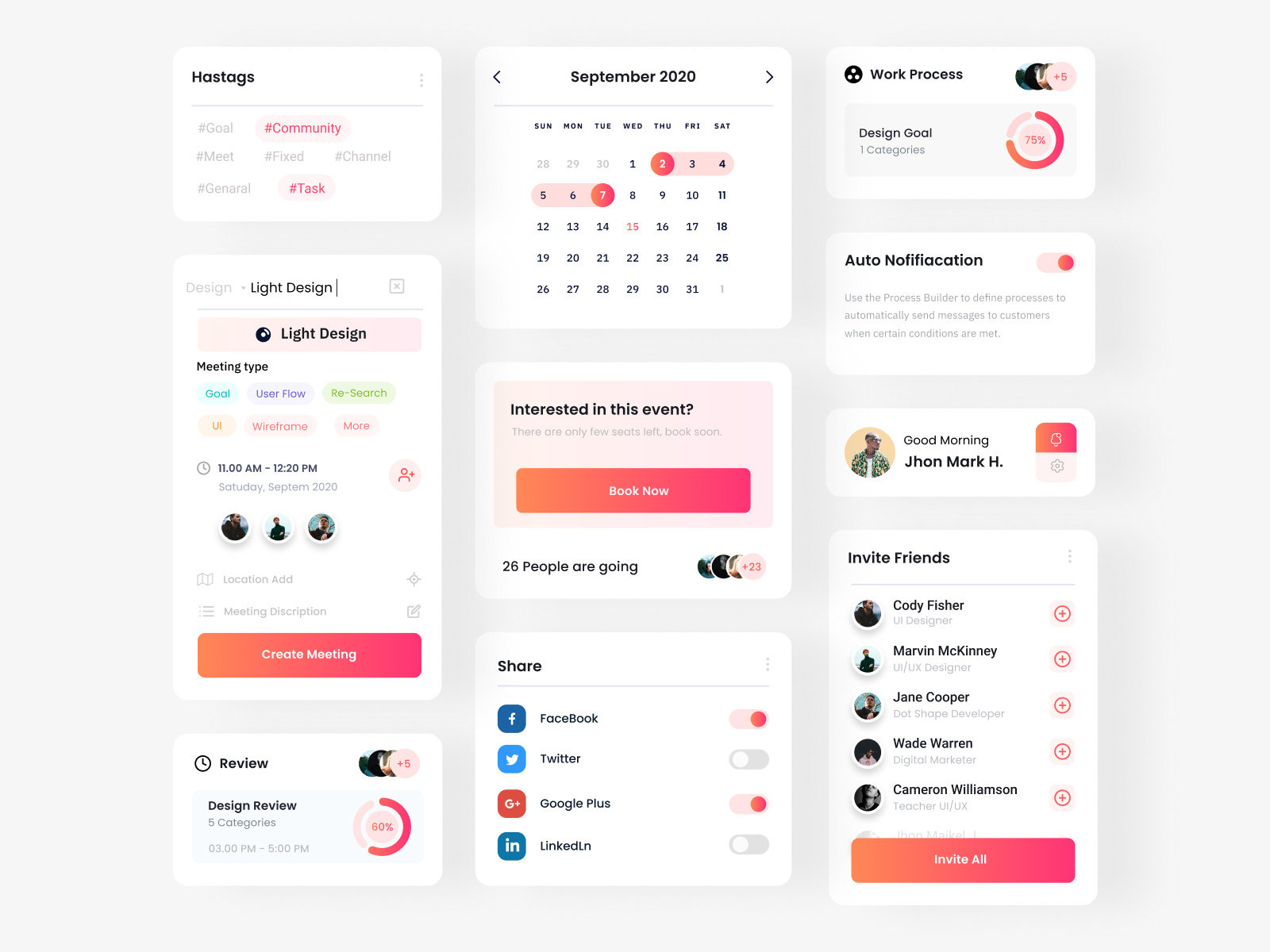 Events UI components by Sadax Studio on Dribbble